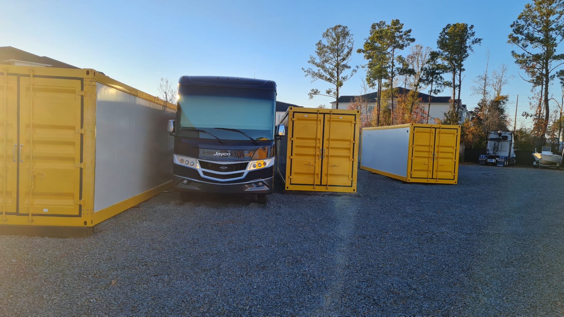 Unique Features: Parking Between Containers - Powered Storage & Parking